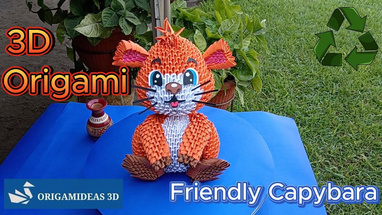How to make a 3D Origami Friendly Capybara with reusable paper ...