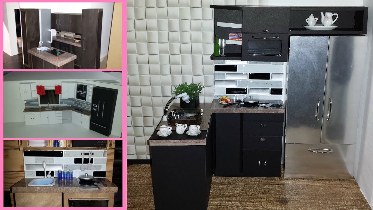 6 DIY Dollhouse Kitchens - YouTube