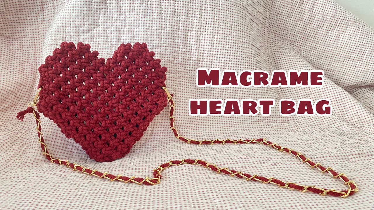 DIY: macrame heart bag ♥️ macrame bag | tas macrame - YouTube