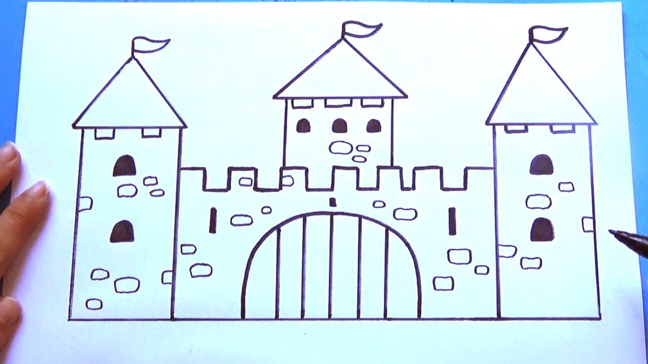 Cómo dibujar UN CASTILLO (paso a paso) - dibujo de un Castillo fácil ...