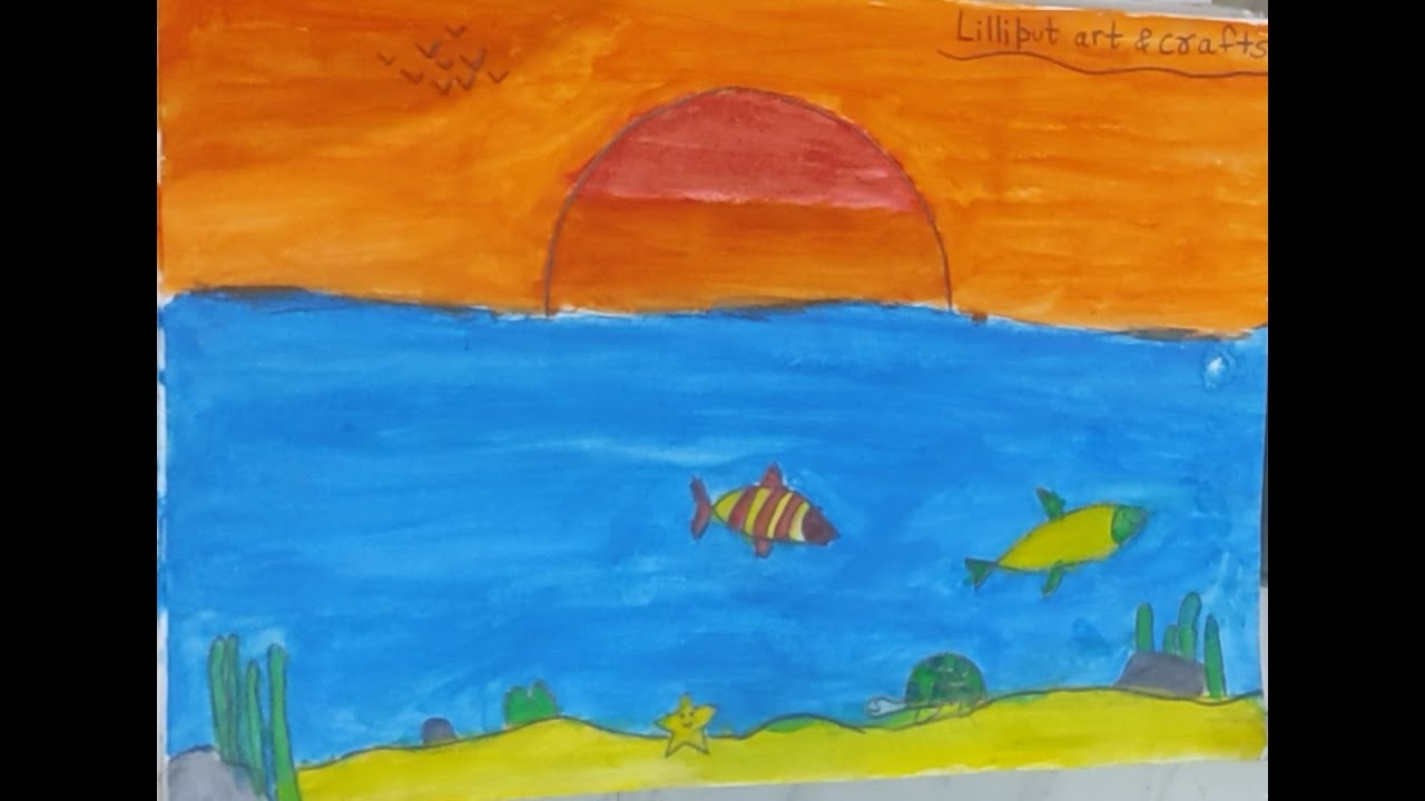 How to draw a under the sea scenery || Easy drawing for kids|| Lilliput ...