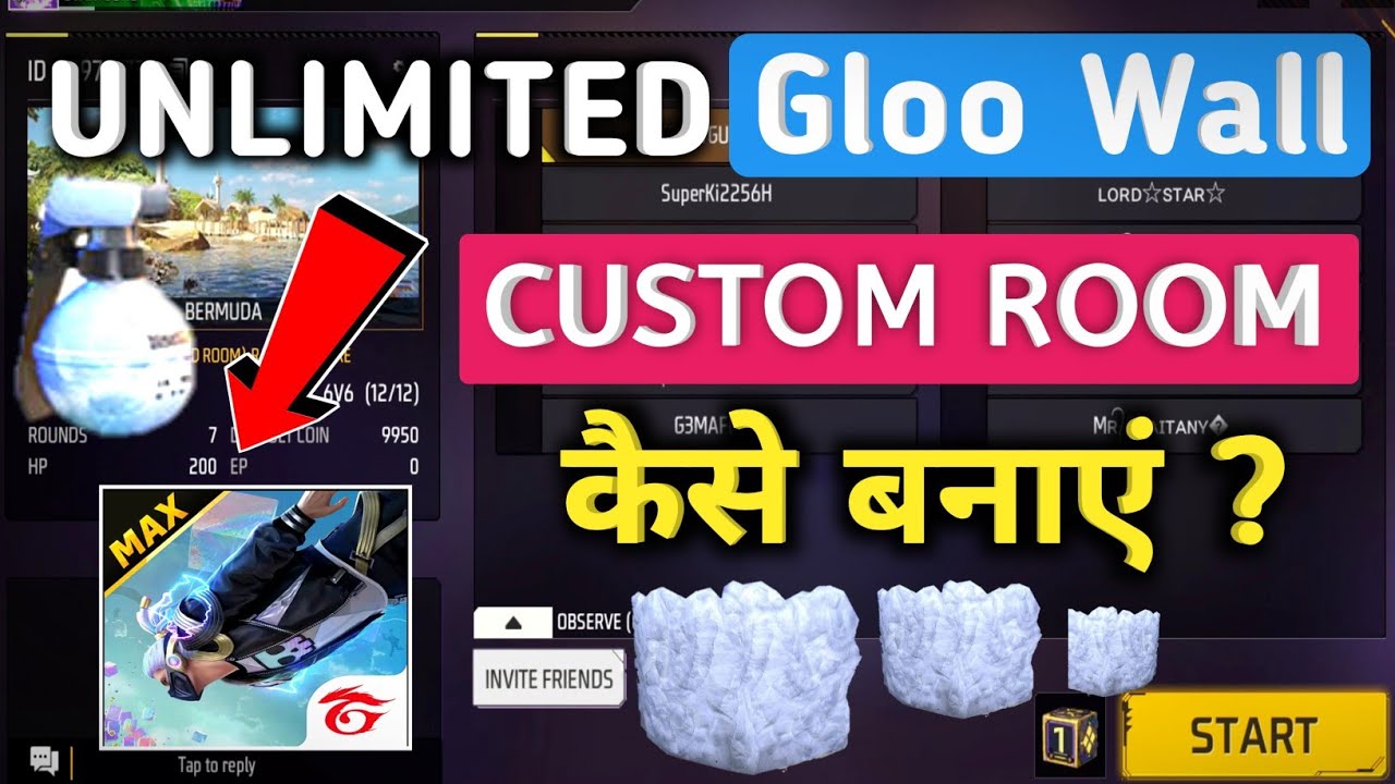 How to Create Unlimited Gloo wall Custom Room | Free Fire Max Unlimited ...