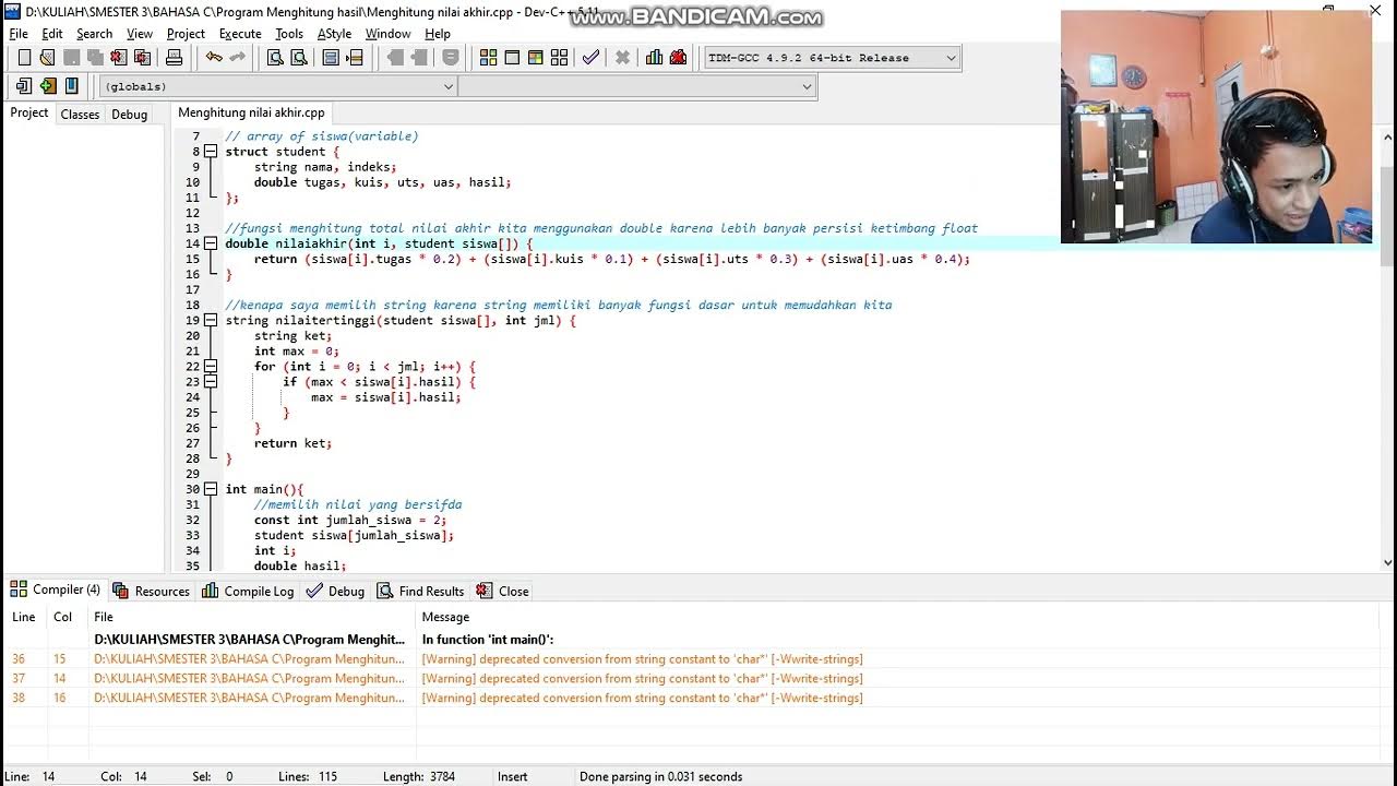 Program Menghitung Nilai Akhir mahasiswa dengan C++ - YouTube