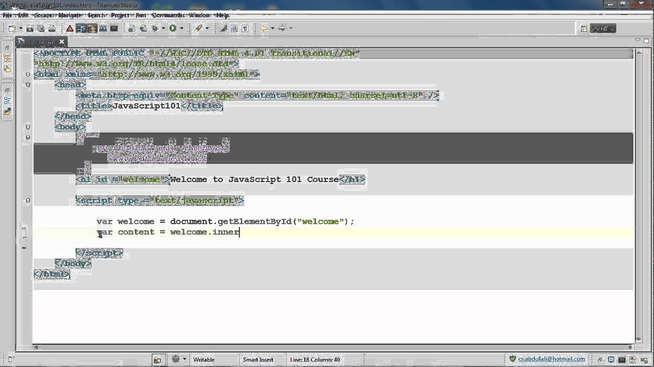 الدرس الخامس عشر : استخدام خاصية innerText - YouTube