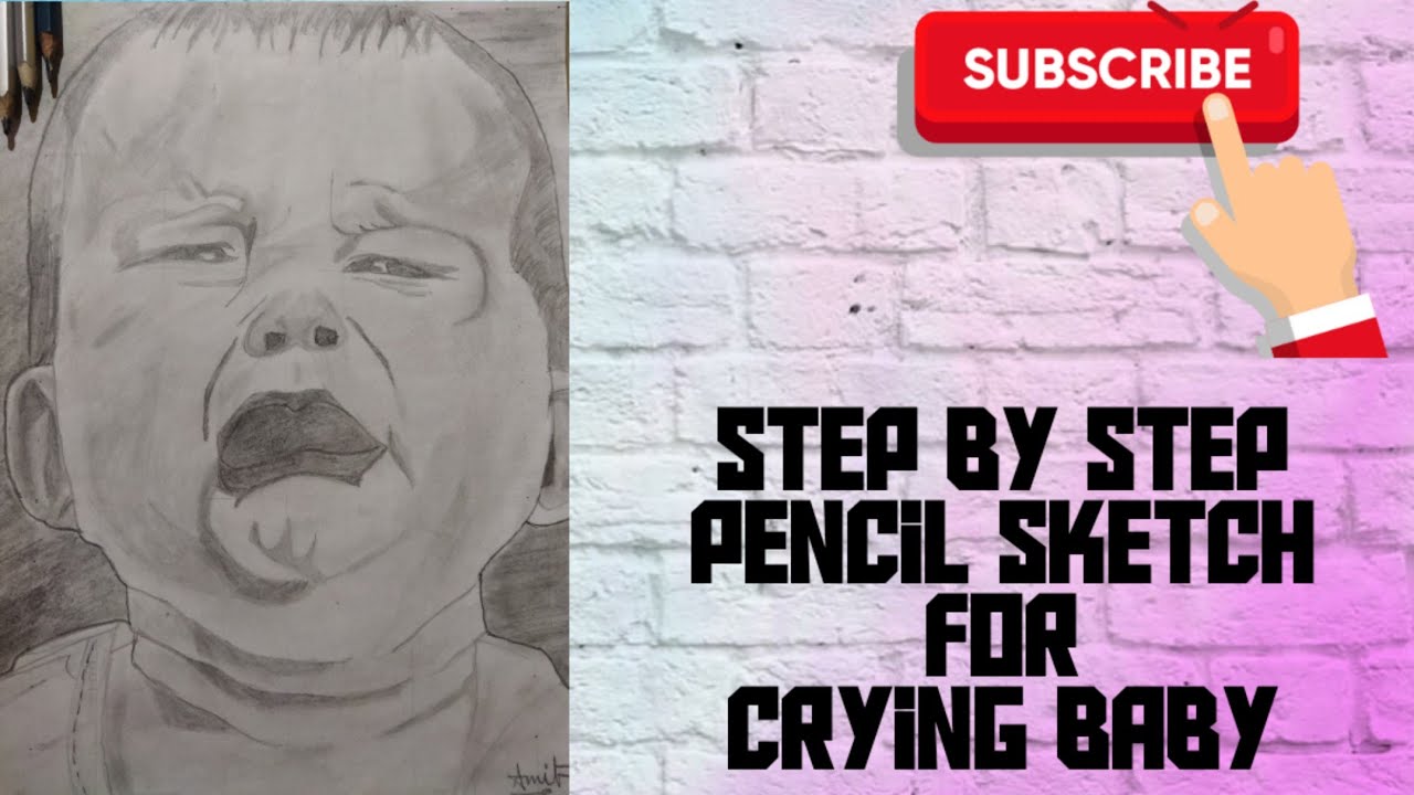 crying baby outline & pencil sketch - YouTube