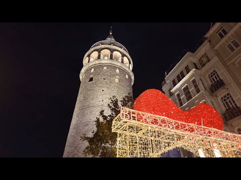 Istanbul Night Walk 2026: Galata Tower, Istiklal Avenue & Taksim Square | 4K 60fps ASMR Walking Tour