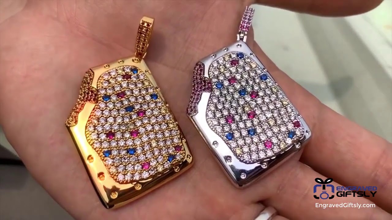 Brass Pendant Iced Out Pop Tart Necklace Bling Hip Hop Jewelry - YouTube