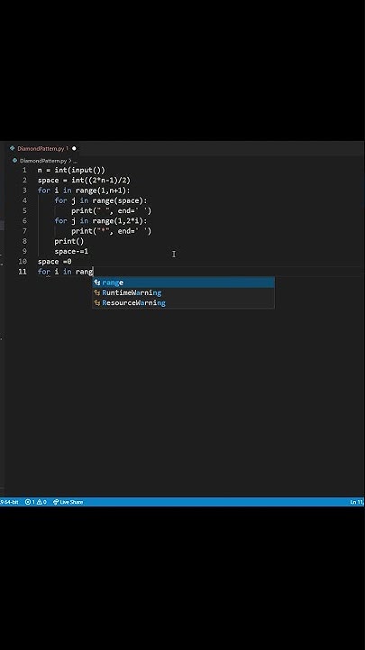 Diamond Shape Star Pattern | Python Program | Python Guy #shorts - YouTube