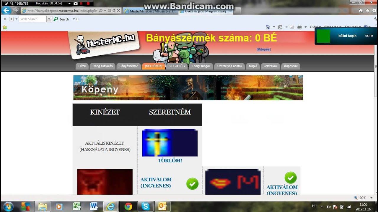 MesterMC Regisztrálás Skin meg Köpeny berakása Tutoriál - YouTube