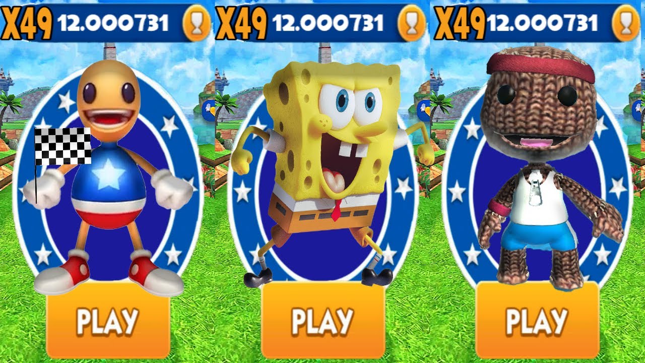 Tag with SpongeBob vs SackBoy vs BuddyMan - Tag Race - YouTube