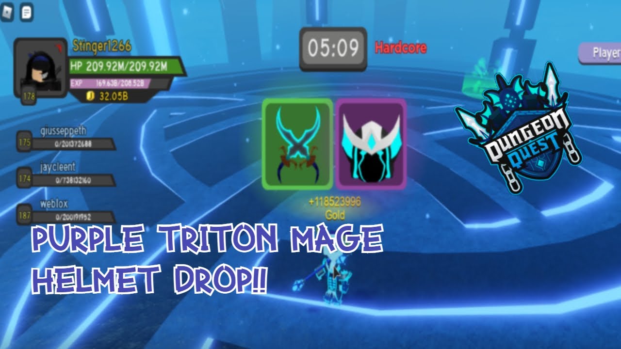 PURPLE TRITON MAGE HELMET DROP!! Roblox Dungeon Quest - YouTube