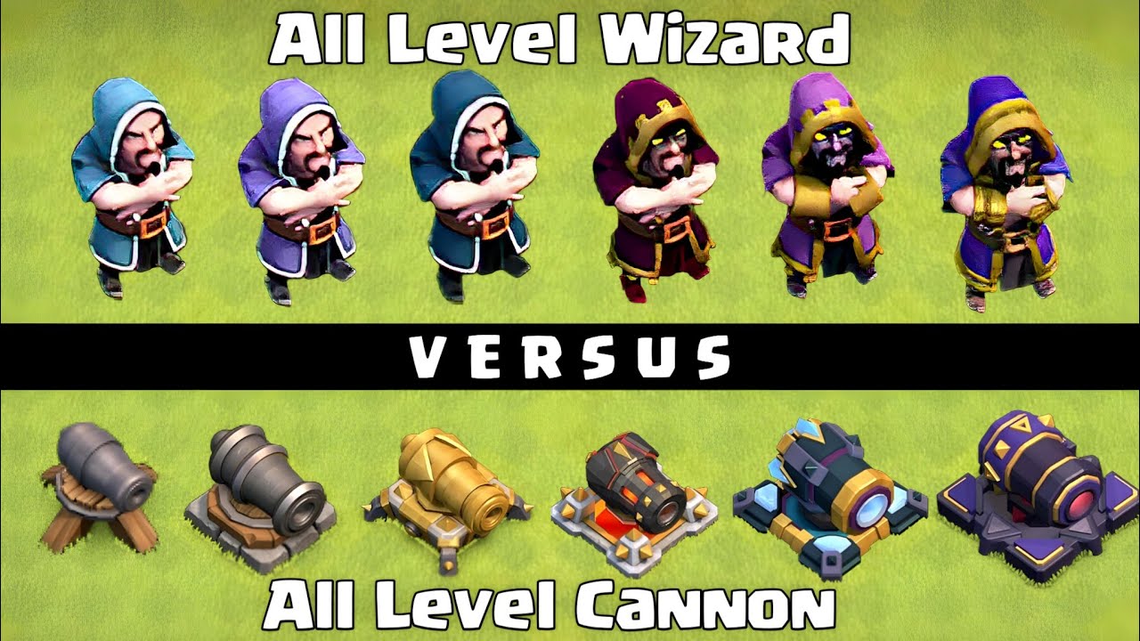 Every Level Cannon VS Every Level Wizard || Clash Of Clans - YouTube