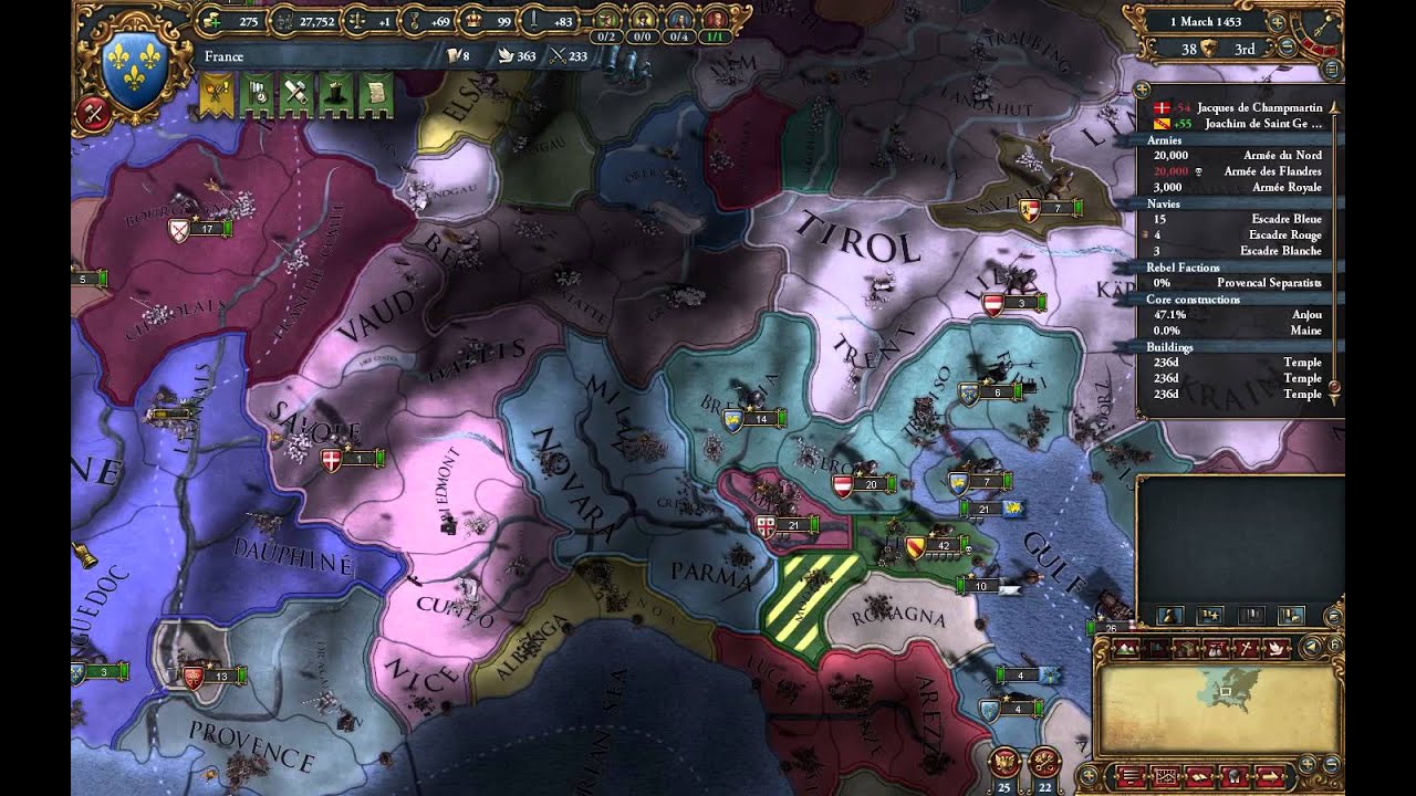 EU4 - Tutorial France 11 - Buildings and Cores - YouTube