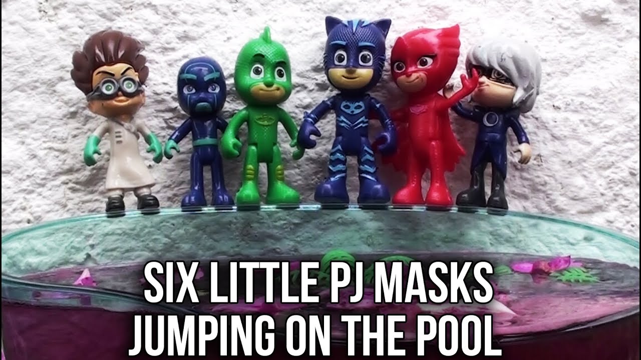 Learn Numbers PJ Masks - Six Masks Jumping On The Pool Song Nursery ...