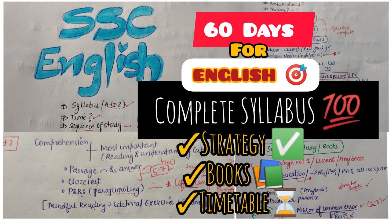 EVERYTHING about SSC ENGLISH- Complete SYLLABUS 💯Timetable, Sources ...