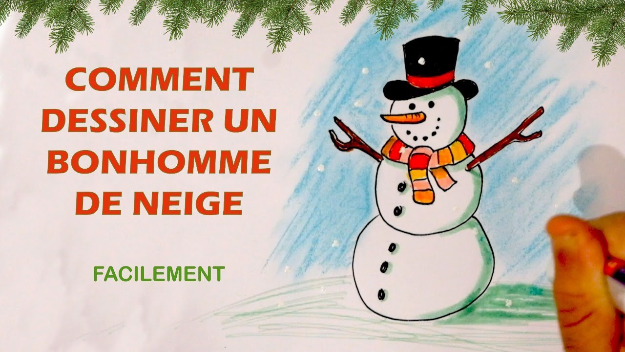 Comment dessiner un bonhomme de neige facile etape par etape - YouTube