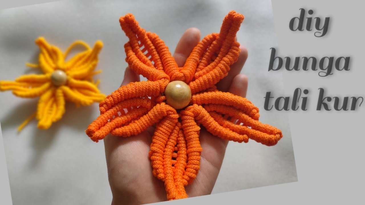 DIY - tutorial bunga dari tali kur - macrame bunga - YouTube