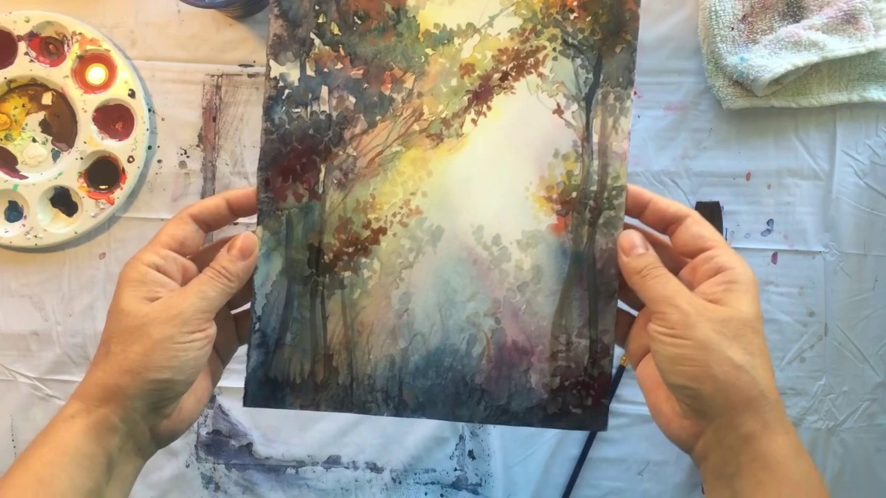 Painting sunny forest from Free Watercolour Course from Abyssimo - YouTube