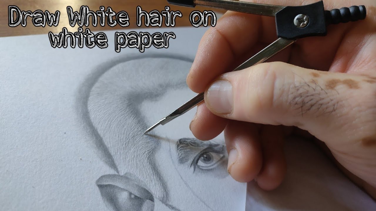 How to draw White hair on white paper | Draw white hair with compass ...