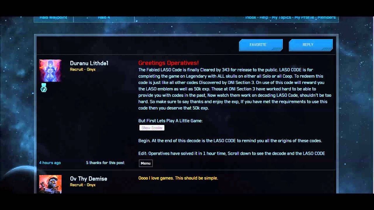 Halo 4 - LASO Emblem And 50k EXP Glyph Code! - YouTube