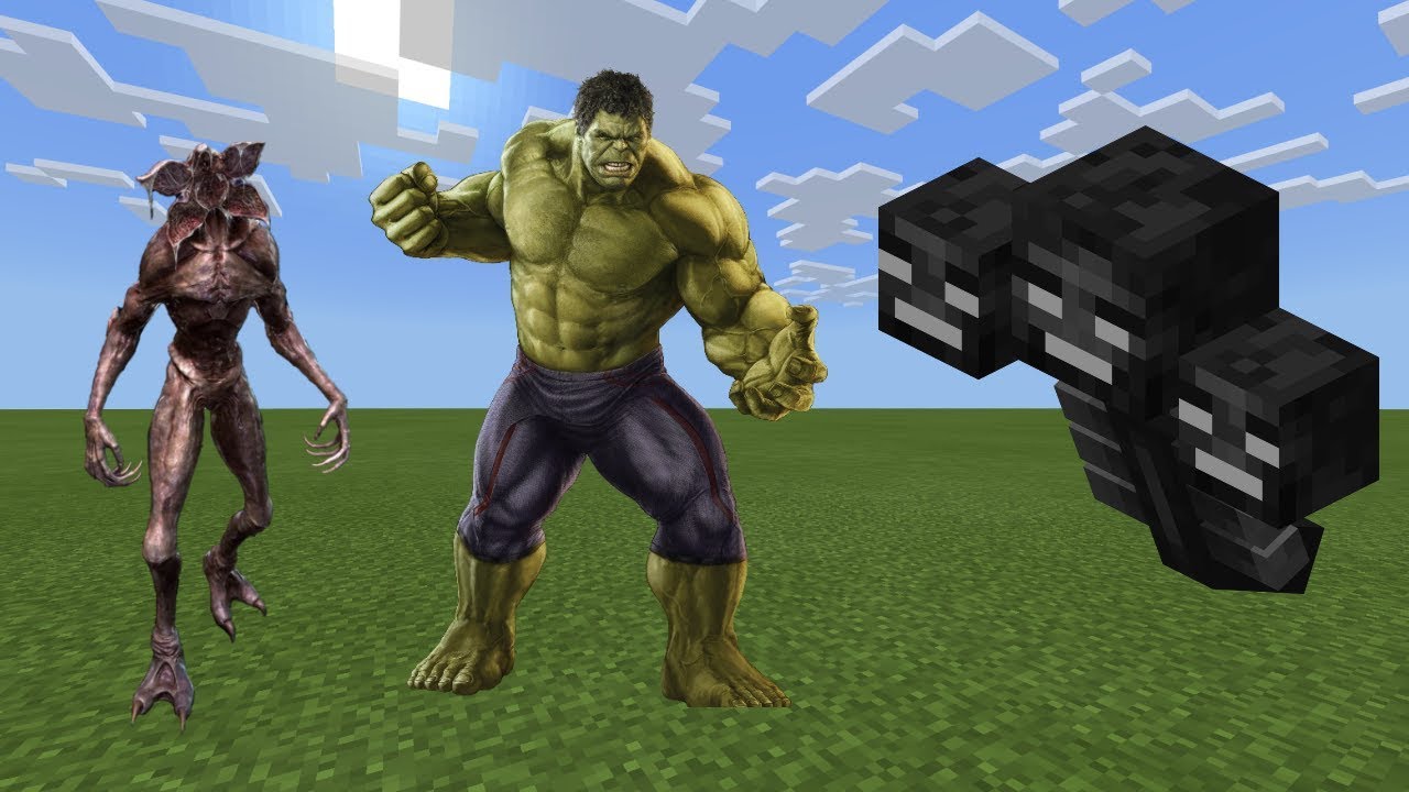 Stranger Things Demogorgon vs Hulk vs Wither in Minecraft PE - YouTube
