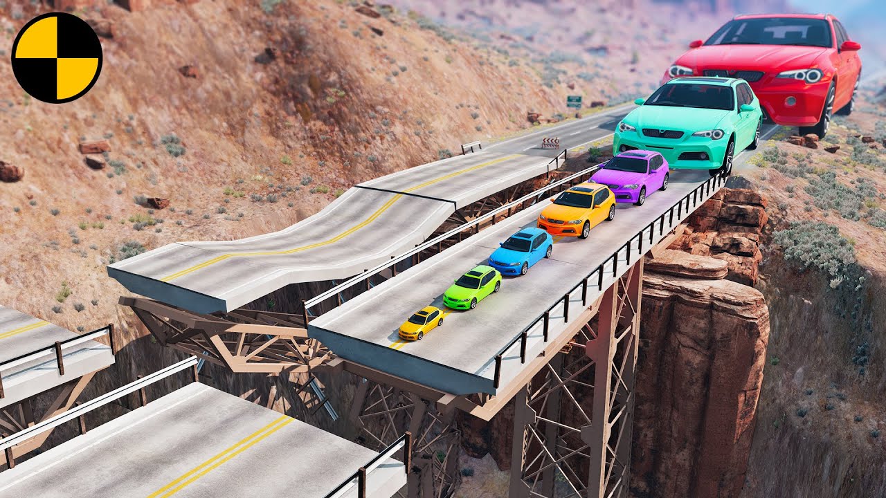 Big & Small Cars vs Broken Bridge 😱 BeamNG.Drive - YouTube