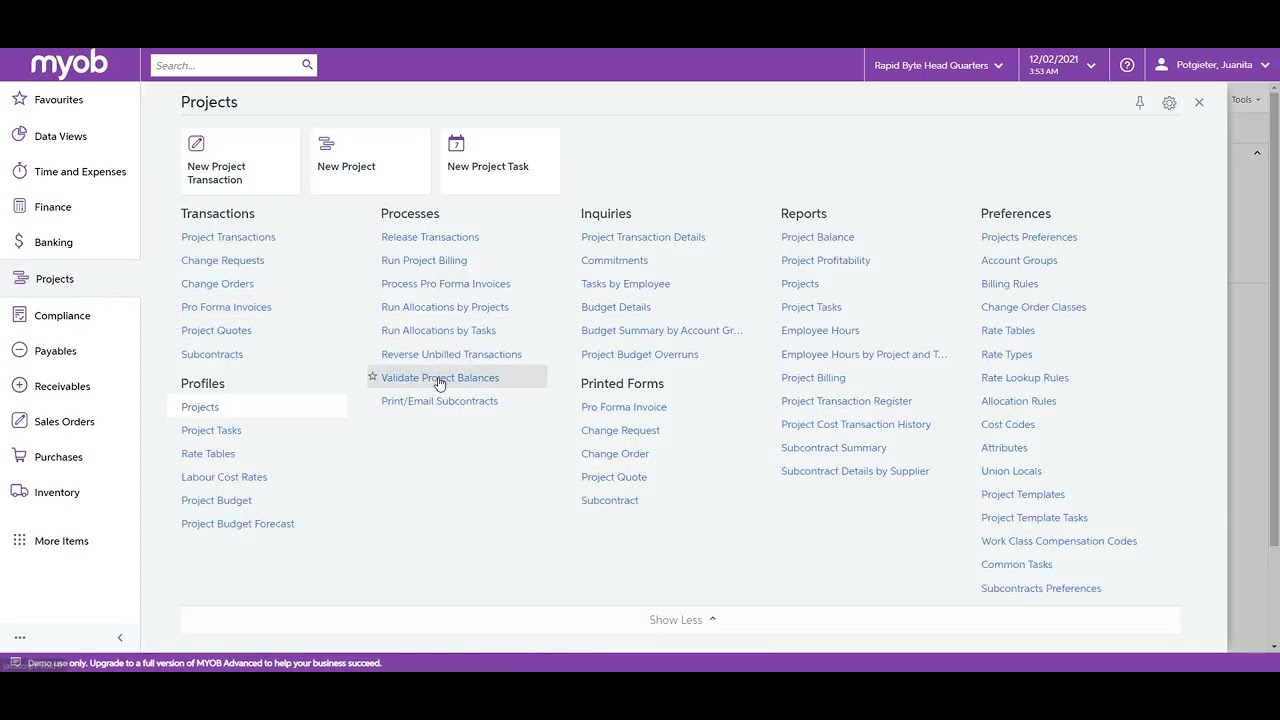 MYOB Advanced Training - Pro Forma Invoices - T&M Billing - Configuring ...