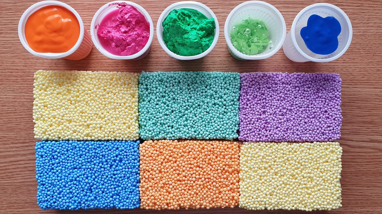 Making Crunchy Slime with Foam Bricks - YouTube