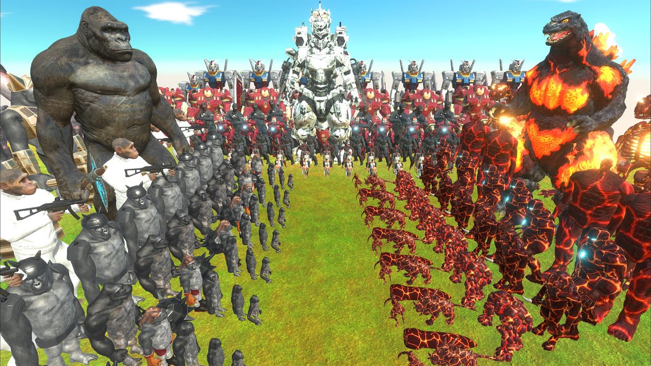TRIPPLE LAVA WAR - RANGED WEAPON TEAM vs MONKEY TEAM vs LAVA TEAM ...