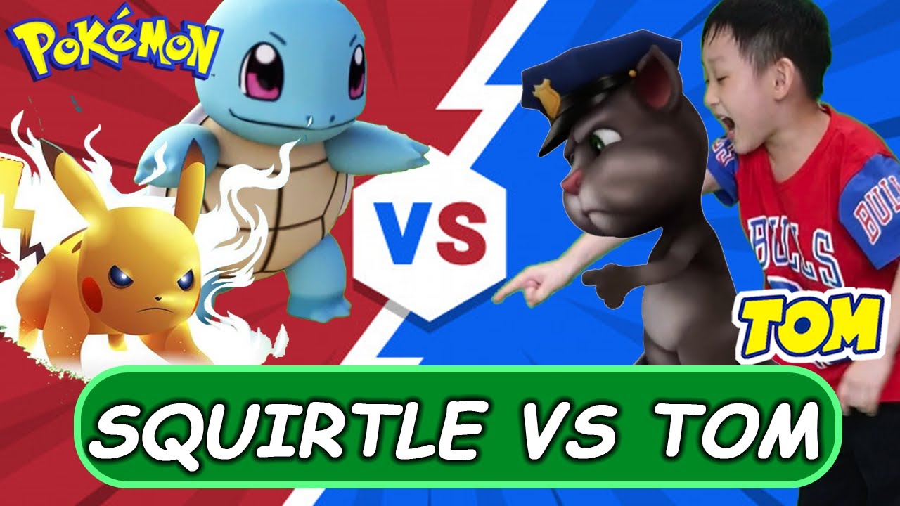Nate & Pokemon Battle Pikachu vs. Squirtle | My Talking Tom 2 & Pokemon ...
