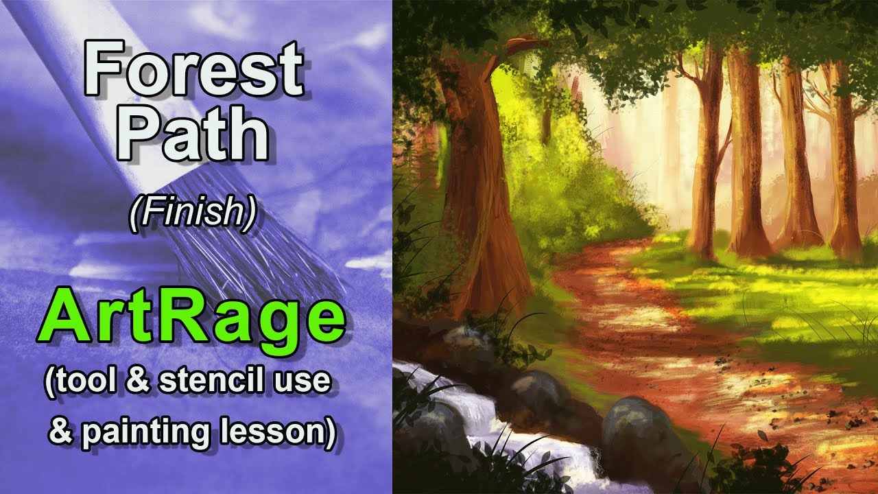 Forest Path ArtRage Painting Lesson Finishing Up - Stencils, Custom Brush Creation - YouTube