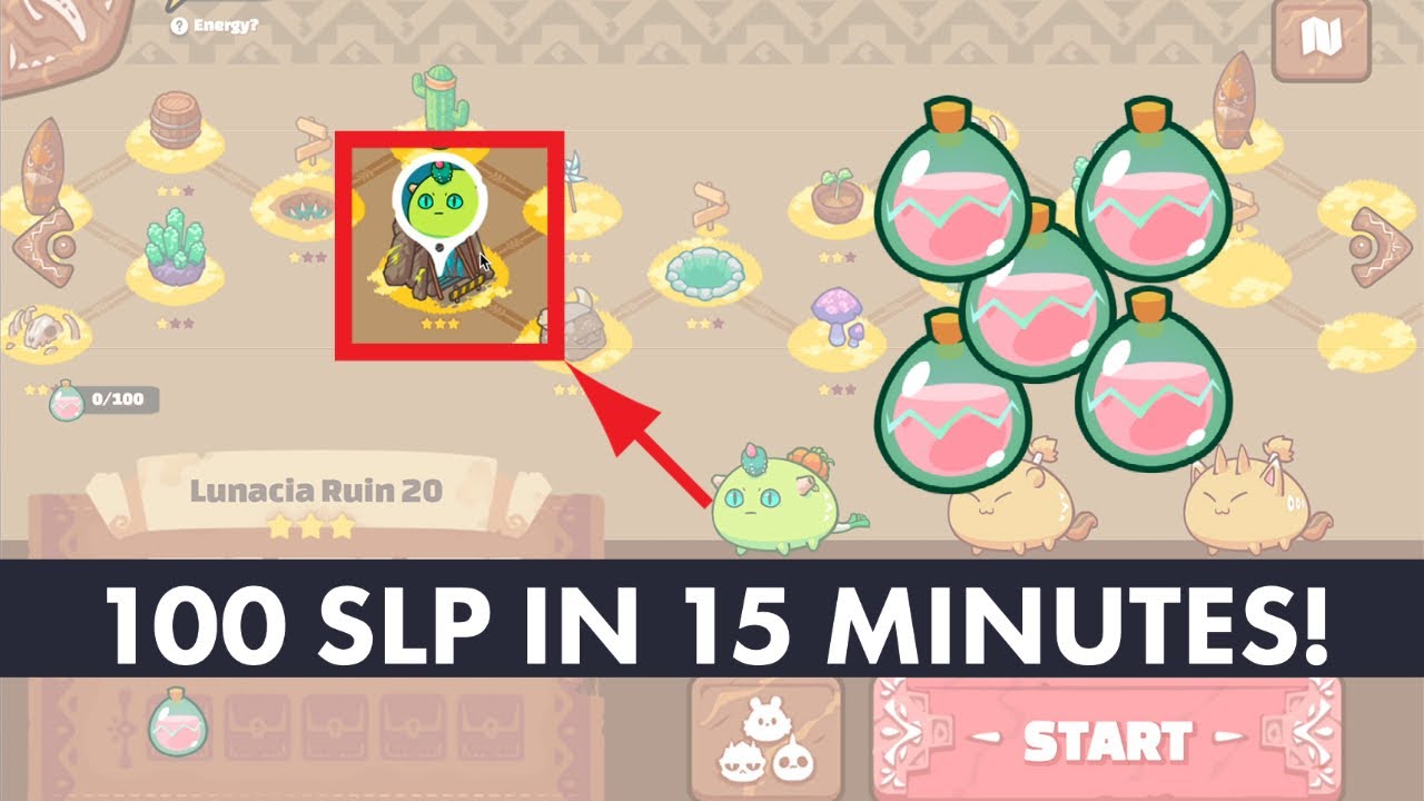 **OLD** How I Earn 100 SLP in 15 Minutes | Axie Infinity Adventure Mode ...
