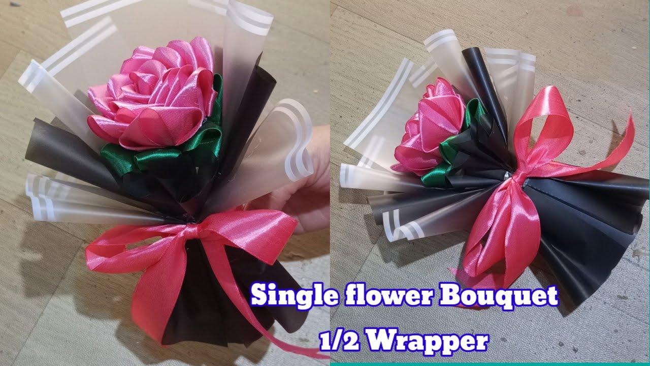 Single Rose Flower Bouquet Wrapping tutorials using 1/2 Bouquet Wrapper ...