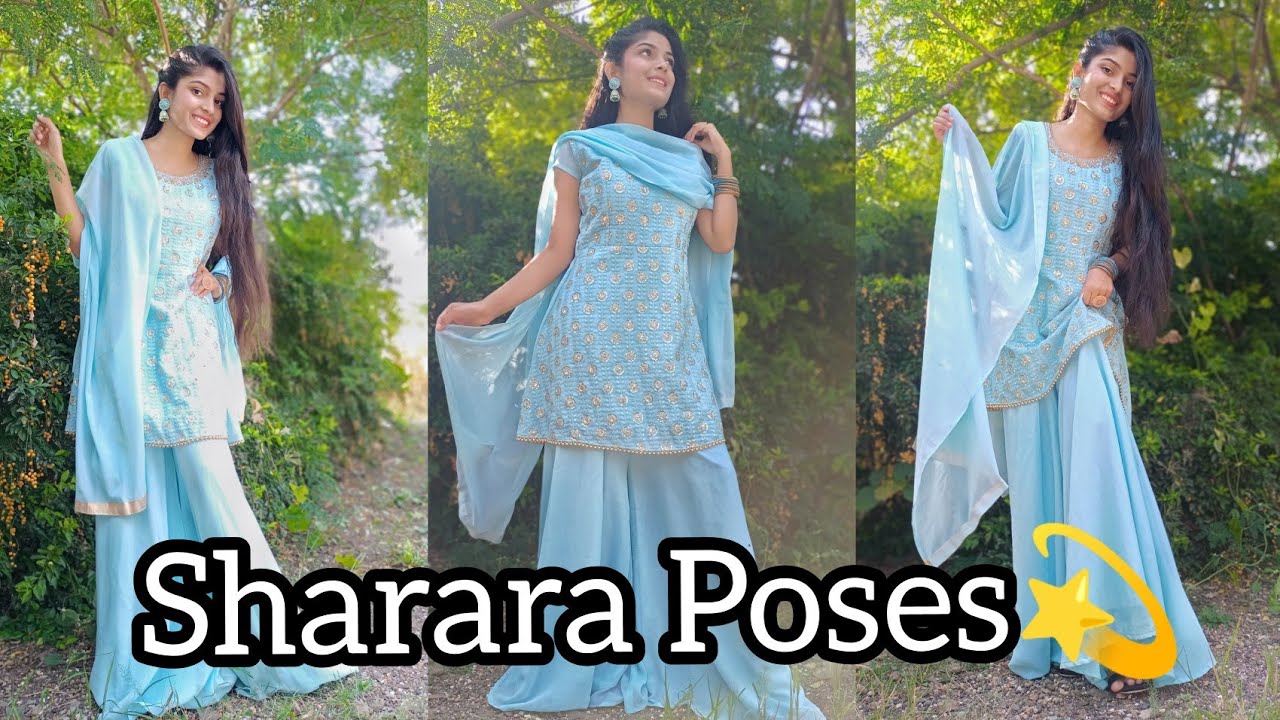 Poses in Beautiful Ethnic Dress. Poses in Sharara Suit. Poses for girls ...