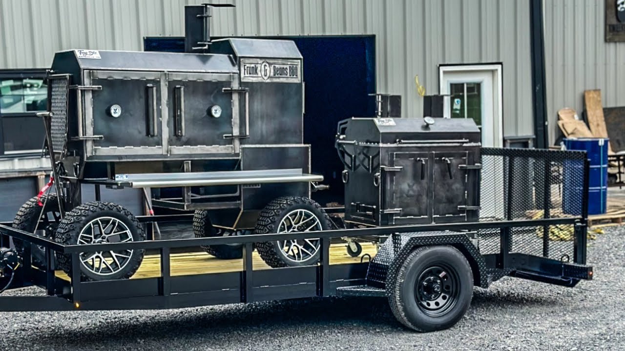 Utility Trailer/Smoker/Direct Fire Cooker Combo - YouTube