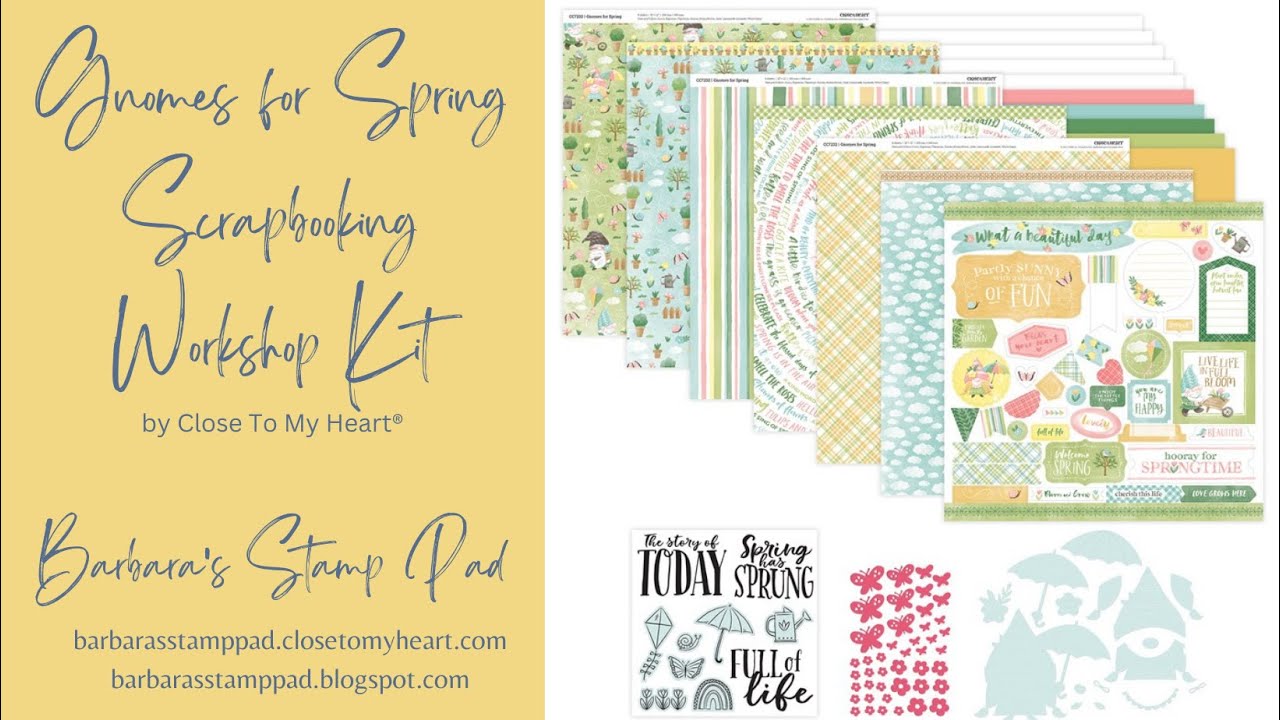 Gnomes for Spring Scrapbooking Workshop Kit Contents - YouTube