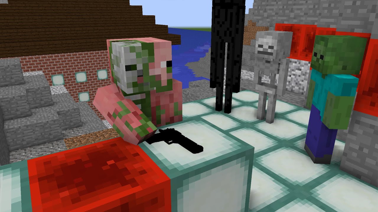 Monster School: Shooting Gun - Minecraft Animation - YouTube