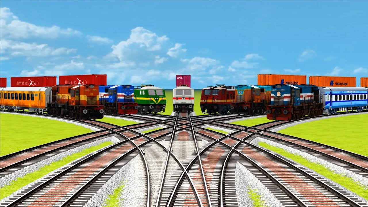 7 FULL SPEED TRAINS CROSSING ON VERY RISKY SHARP BEND TRACKS ⚠️ ...