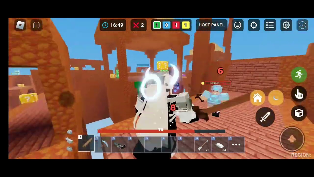 I play Roblox bedwar but I ask a random person to one v one v one me ...