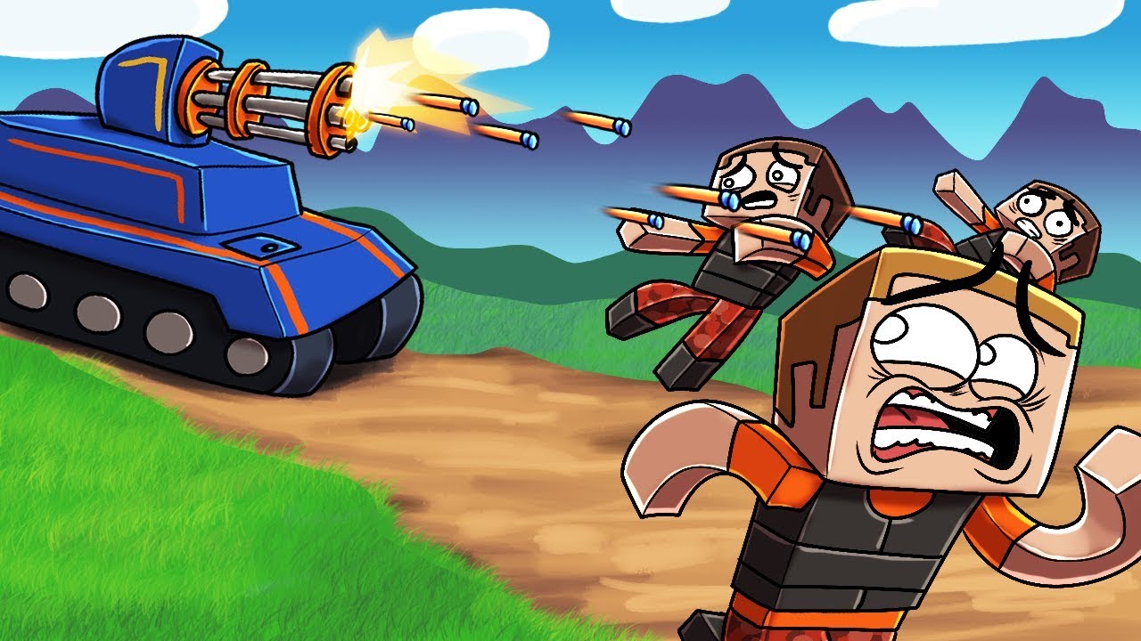 Minecraft - REAL NERF TANK WITH A MINIGUN! (Nerf Siege Challenge) - YouTube
