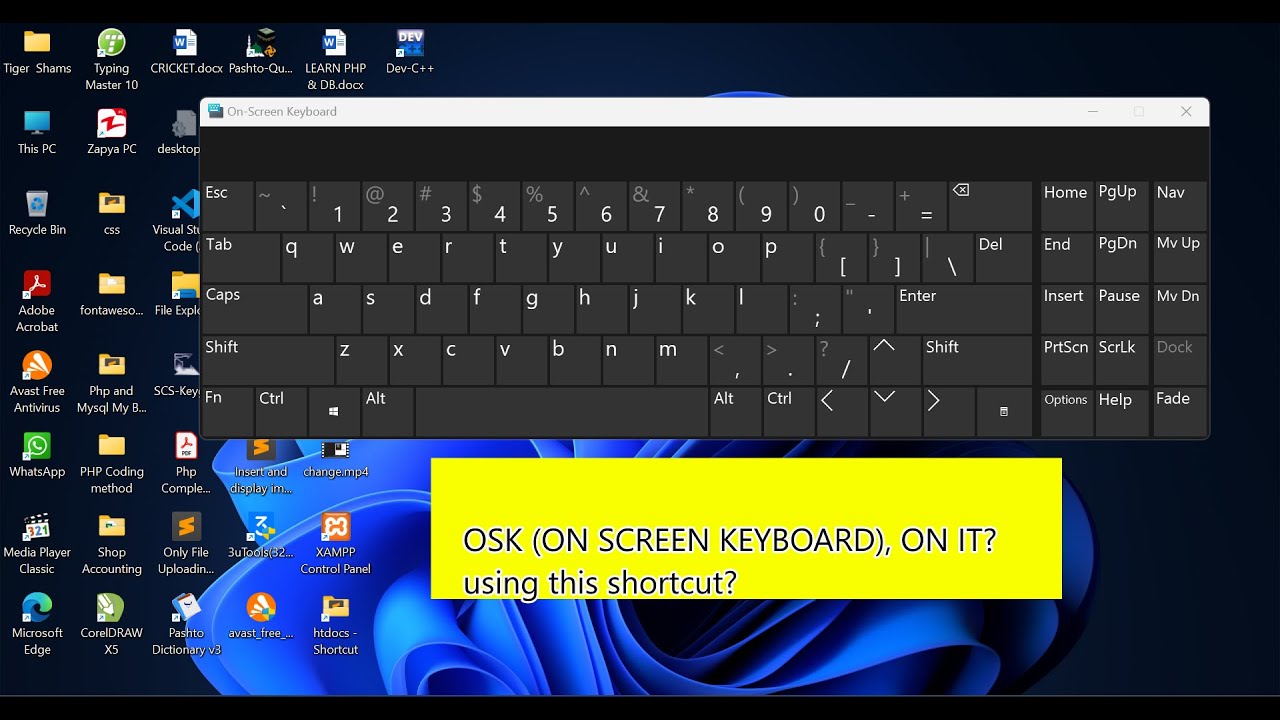 Using the osk shortcut which mean on screen keyboard useful shortcut? - YouTube