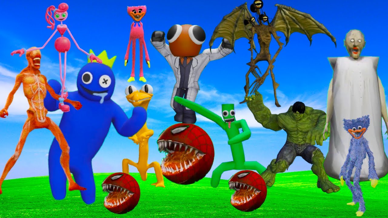 Pacman vs Hulk vs Rainbow Friends vs Granny vs Huggy Wuggy vs Long Legs ...