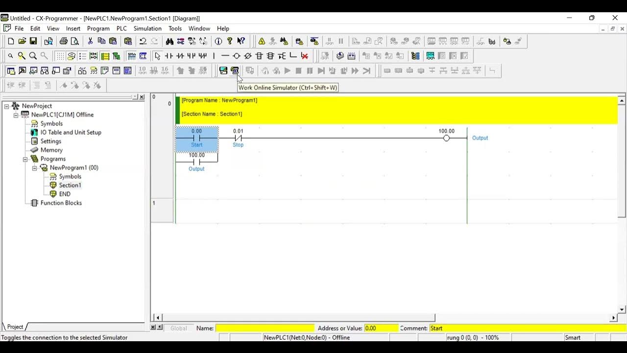 PLC Tutorial : Simulasi Rangkaian Start Stop Dengan Pengunci Menggunakan Software CX Programmer ...