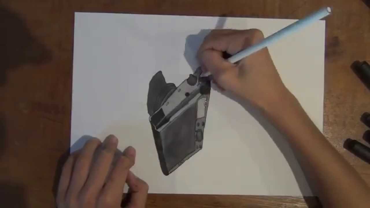 How To Draw a 3D Camera, TIme Lapse - YouTube