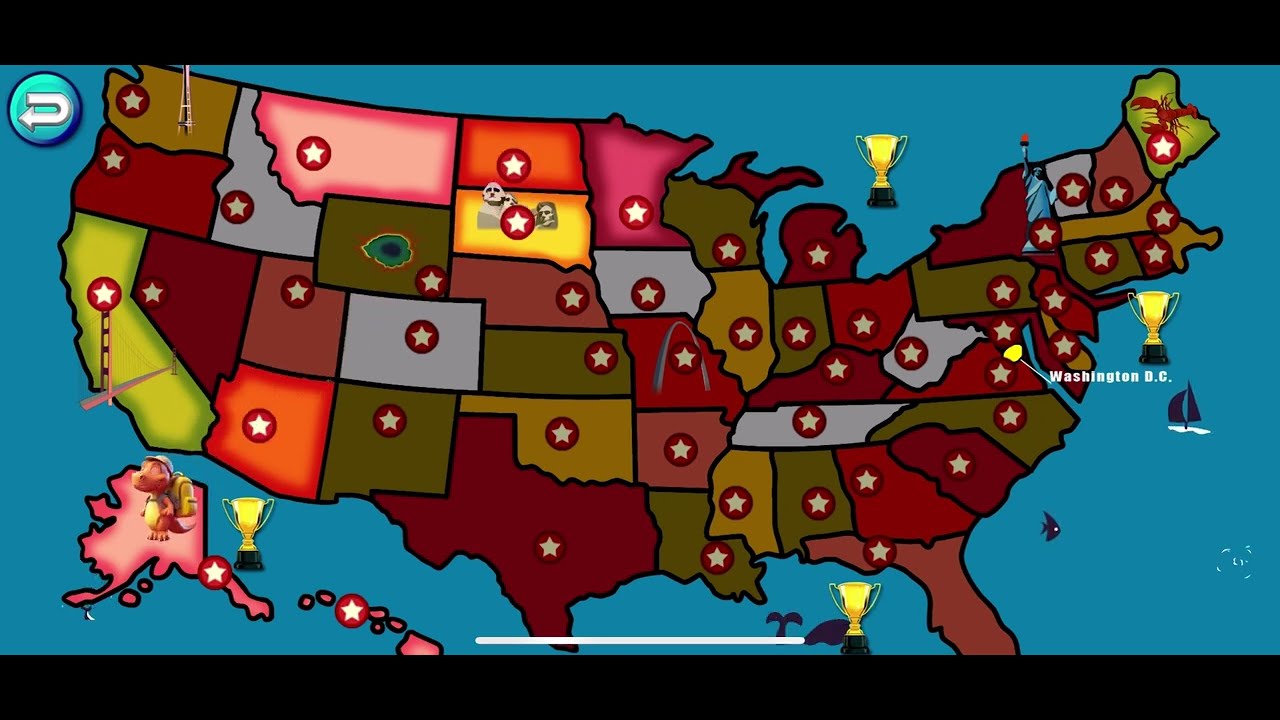 Learn All 50 US States! 🗺️🇺🇸 Fun Geography Game for Kids | Dino Fun ...