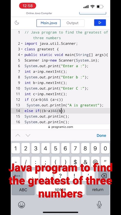 7 Java Program To Find The Greatest Of Three Numbers Greatest Shorts Javatutorial Youtube