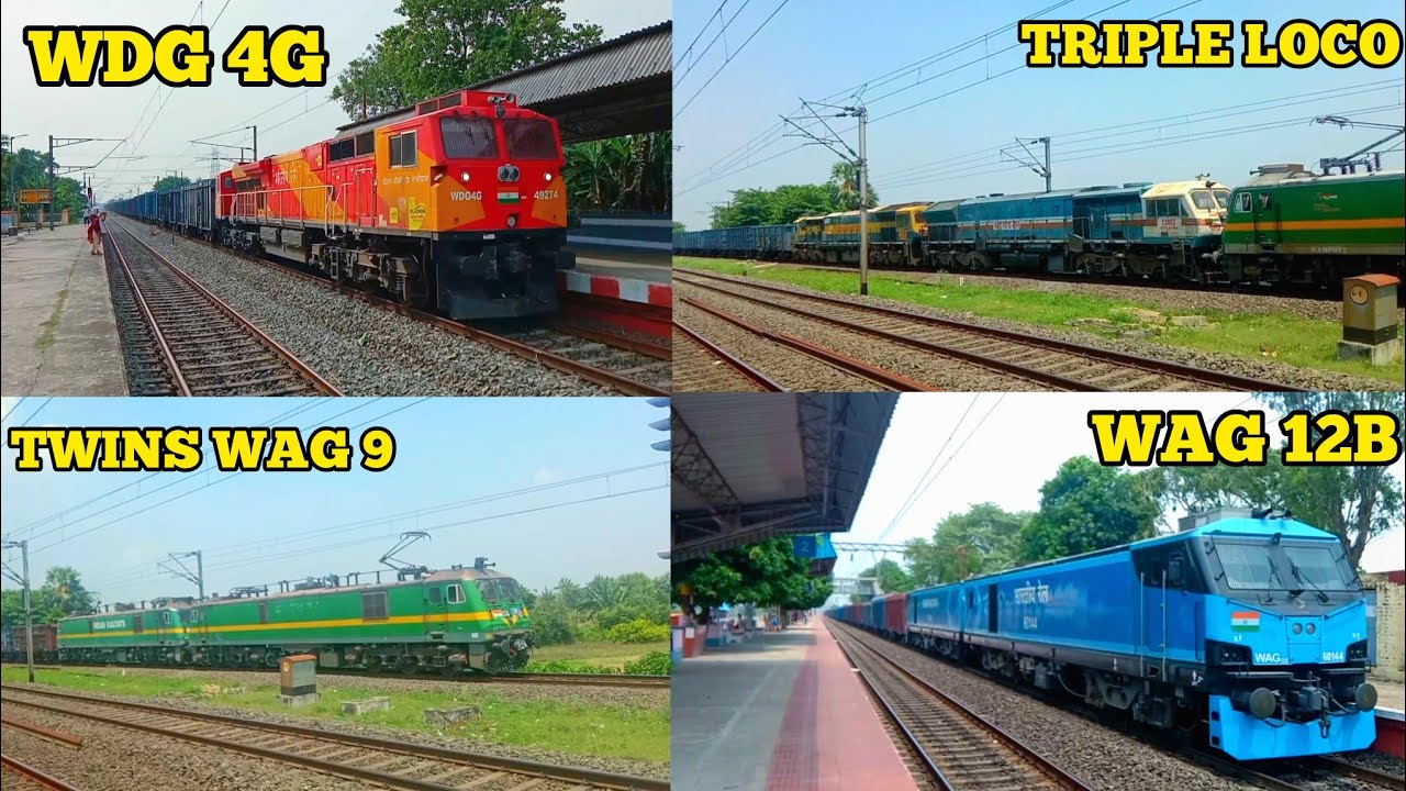 [ 4 In 1 ] Back To Back Rarest Loco Leading Freight Train Extreme ...