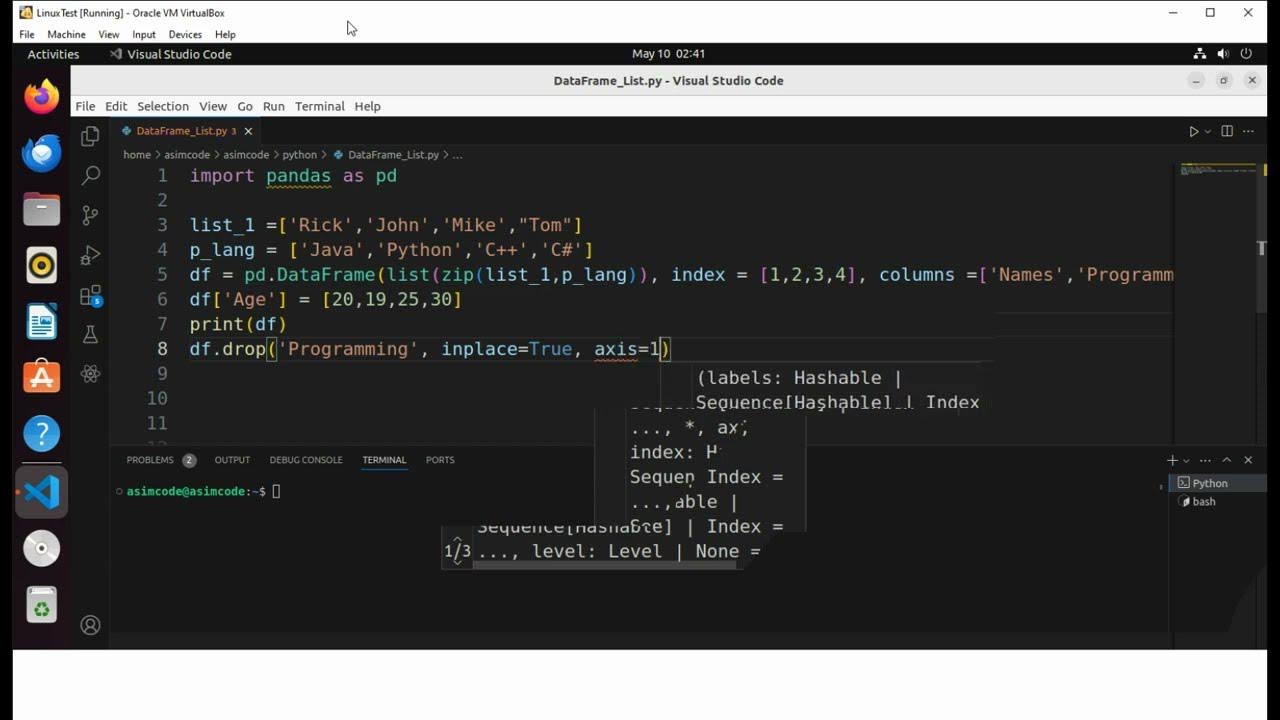 How To Add A Column To A Dataframe And Removing A Column Youtube