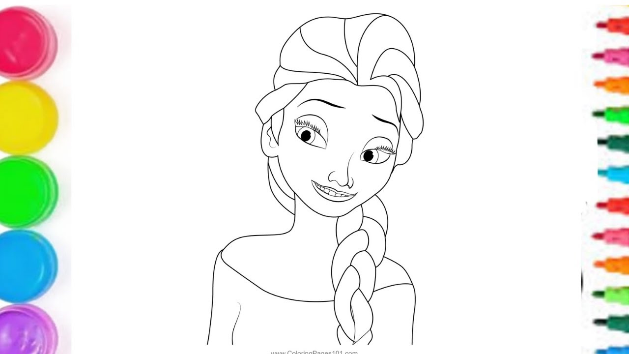 How to draw an ELSA for kids II Elsa colouring - YouTube
