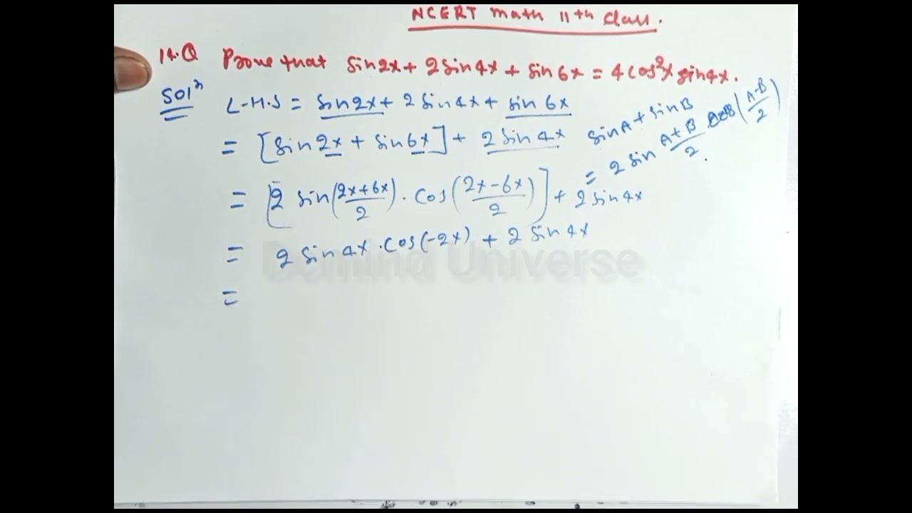 Prove That Sin2x 2sin4x Sin6x 4cos 2x Sin 4x ncert maths YouTube Prove That Sin2x 2sin4x Sin6x 4cos 2x Sin 4x ncert maths YouTube